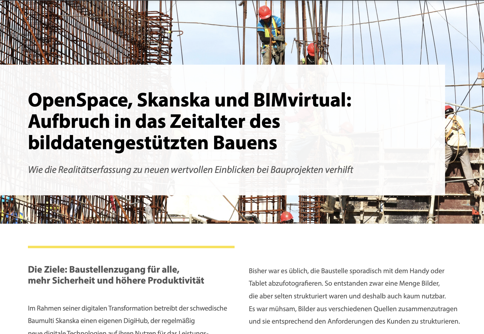 OpenSpace in Zusammenarbeit mit Skanska und BIMvirtual